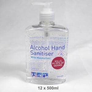 12 x 500ml 70% Alcohol Hand Sanitiser with Moisturiser - hygiene4less