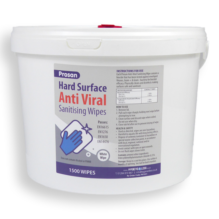 Prosan Hard Surface Anti-Viral Sanitising Wipes 1500 Buckets & Refills ...