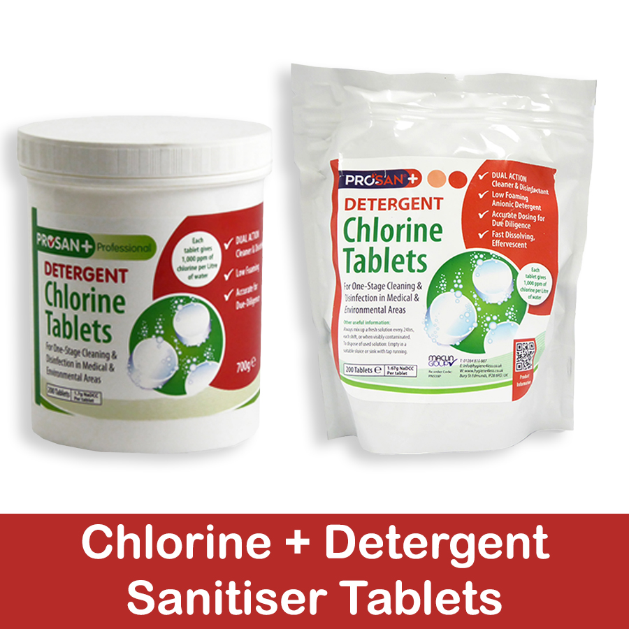 Detergent Chlorine Tablets - Tubs & Pouches - hygiene4less