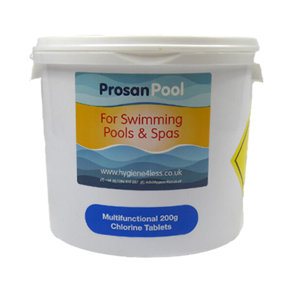 200g Multifunctional Trichlor Tablets 5Kg Tub - hygiene4less