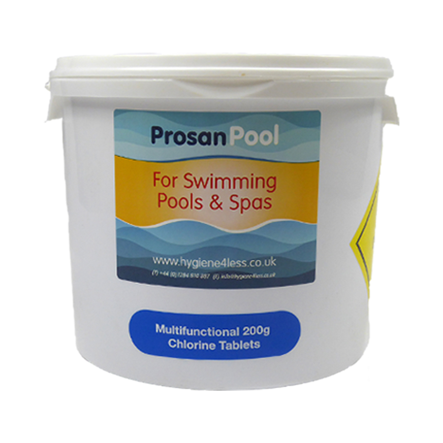 200g Multifunctional Trichlor Tablets 5Kg Tub - hygiene4less